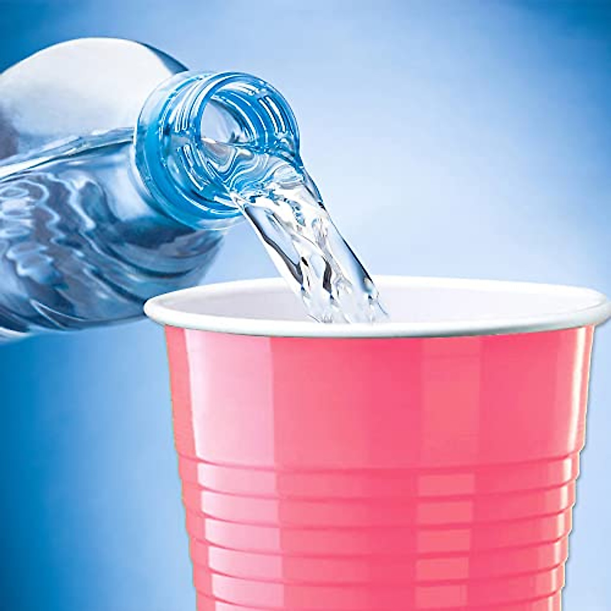 Party Hotteron [50 Count - 12 oz] Disposable Plastic Party Cups 12 oz Pink Red Black 50 Count Plastic Drinking Cups for Party (Pink, 50)