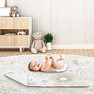 Sweet Jojo Designs Star and Moon Celestial Baby Girl Receiving Security Swaddle Blanket for Newborn or Toddler Nursery Car Seat Stroller Soft Minky - Blush Pink, Gold, and Grey