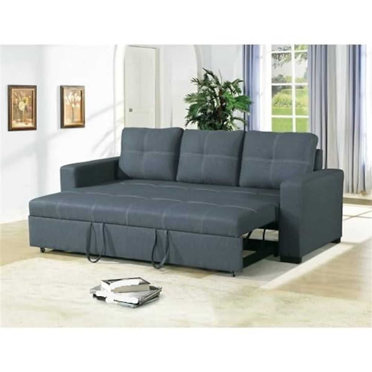 HNTHY Sofa with Pull Out Bed Convertible Easy to Assemble Soft and Comfortable for Indoor Living Room Furniture