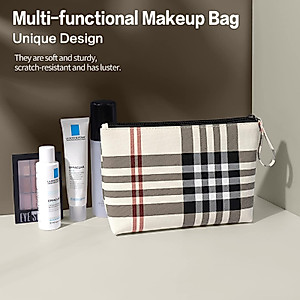 MAANGE Small Makeup Bag for Purse Cosmetic Bags for Women Pu Leather Makeup Pouch Travel Makeup Bag with Handle Make Up Bag for Travelling(Khaki)