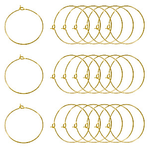 TOAOB 100pcs Wine Glass Charm Rings 25mm Gold Plated Open Earring Beading Hoop Party Favor