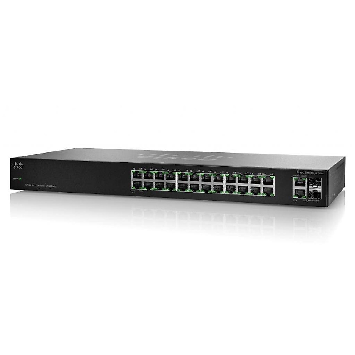 Cisco SF112-24-NA Unmanaged Switch, 24 Ports 10/100, 2 SFP Mini-GBIC Uplinks, Limited Lifetime Protection (SF112-24-NA)