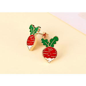Fashion Cute Vegetable Fruits Pretty Radish Earrings for Women Summer Statement Jewelry - Perfect for Beach Holidays and Parties