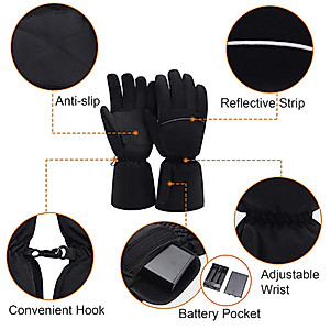 SPRING Electric Heated Gloves,Portable Battery Heating Thermal Gloves,Waterproof Touchscreen Gloves for Cycling,Motorcycle,Hiking,Snowboarding Outdoor Winter Sport