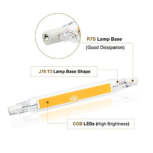Lustaled 118MM R7S COB LED Bulbs, 9W J Type 118MM Double Ended LED Lights 120V T3 R7S Base 100W Halogen Floodlight Replacement for Garage Speciality Lighting Floor Lamps (Daylight 6000K, 2-Pack)