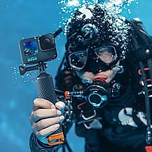 Sametop Floating Hand Grip Waterproof Handle Compatible with GoPro Hero 11, 10, 9, 8, 7, 6, 5, 4, Session, 3+, 3, 2, 1, Hero (2018), Fusion, Max, DJI Osmo Action Cameras (Orange)