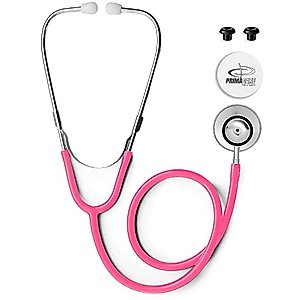 Primacare DS-9290-PK Adult Size 22 Inch Stethoscope for Diagnostics and Screening Instruments, Lightweight and Aluminum Double Head Flexible Stethoscope, Pink