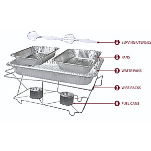 24 Piece Party Serving Kit Includes Chafing Dish Buffet Set and Serving Utensils For All Types Of Parties And Events, 3 complete Disposable Party Sets