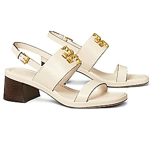 Tory Burch Eleanor Heeled Sandal 55 mm New Ivory 9 M