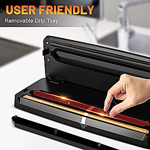 Sumajuc Vacuum Sealer for Food Saving - Vac Packing Machine with Dry & Moist Mode for Food Preservation and Storage with 10 Vacuum Seal Bags (Black)