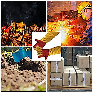 23.6" Inch Long Sleeves Welding Safety Gloves, Lined And Kevlar Stitching Welders Gauntlets Wood Burners Accessories Gloves, Heat Resistant Stove Fire And Barbecue Gloves, Gifts for Men Dad Husband