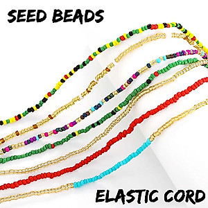 ELABEST African Waist Beads Chain Layered Belly Body Chain Beach 7Pack Waist Jewelry Body Accessories for Women