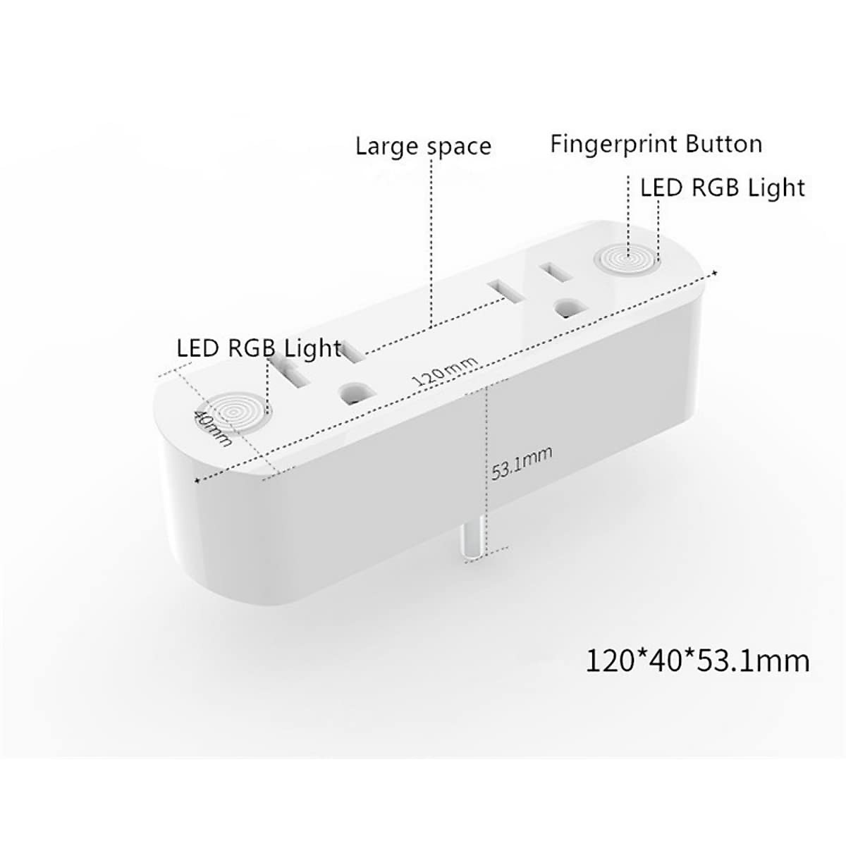 Smart Plug Two Socket with Power Energy Monitoring 16A WiFi Outlet Tuya APP Alexa and Google Home Compatible Wireless Remote Control 2.4GHz Wi Fi Timer White
