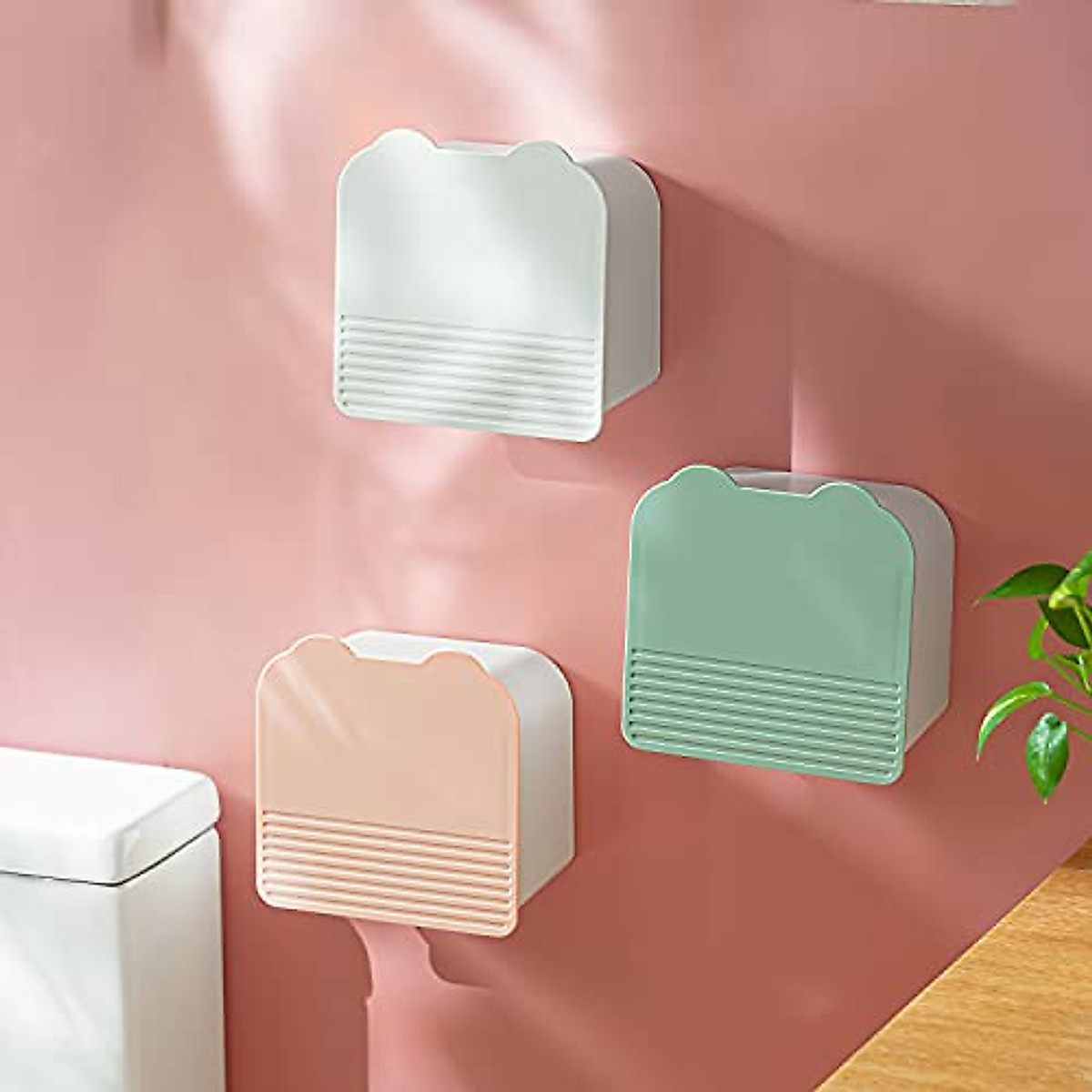 MORNITE Bathroom Canisters Organizer Storage Box Container Feminine Day Overnight Pad Holder Cotton Qtip Makeup Sponges Holder,White