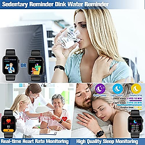 Smart Watch for Men And Women，2023 Newest Fitness Tracker for Android and iOS Phones with Waterproof Large Screen (Make/Answer Call)，Sleep Tracking for Health Heart Rate Fitness Smartwatches Black