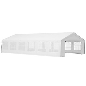 Outsunny 20' x 40' Heavy Duty Party Tent & Carport with Removable Sidewalls and Double Doors, Large Canopy Tent, Sun Shade Shelter, for Parties, Wedding, Outdoor Events, BBQ, White