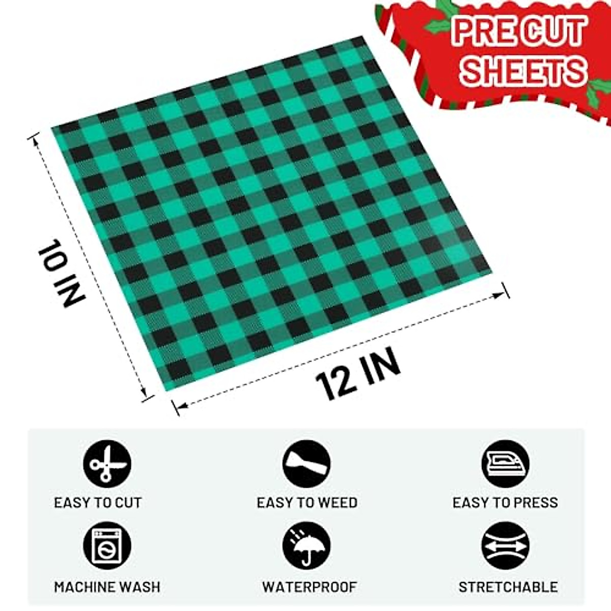 HTVRONT Christmas HTV Buffalo Plaid HTV Vinyl - 13 Sheets Heat Transfer Vinyl Leopard HTV - Plaid Iron on Vinyl for Cameo,Easy to Cut & Weed for Heat Vinyl Design