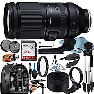 Tamron 150-500mm f5-6.7 Di III VC VXD Lens for Sony E Mount Full Frame Mirrorless Camera with 128GB SanDisk Memory Card + Tripod + Backpack + A-Cell Accessory Bundle