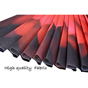 Meifan Rave Clack Large Folding Hand Fans for WomenMen, Chinese Japanese Bamboo Fans Handheld Fans for Festival, Dance, Gift, Performance, Decorations (Lotus flower)