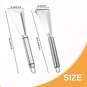 Klyuqoz Fruit Carving Knife, 2 Pack Fruit Cutter, Stainless Steel Vegetable Carving Tools, Triangular Shape DIY Carving Knives for Home Kitchen Platter Tray Decoration（Silver）