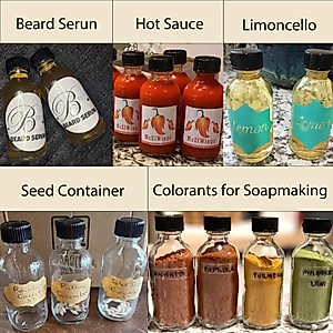 6 Pack Shot Bottles with Caps, 2 oz Glass Jars with Lids, Ginger Shots Bottles, Mini Glass Bottles or Decorative Bottles for Ginger, Vanilla Extract, Cinnamon, Honey, Cayenne, Wellness Shot, Hot Sauce