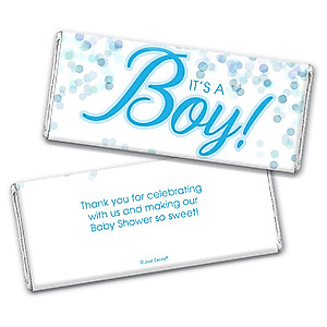 Blue It's a Boy Baby Shower Wrappers for Chocolate Bars, Gender Reveal Party Favors, DIY Party Decorations (24 Pack)