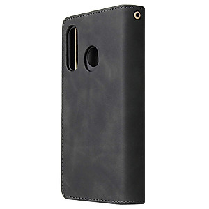 Asuwish Compatible with Huawei P30 Lite Wallet Case Tempered Glass Screen Protector and Leather Flip Cover Card Holder Stand Cell Accessories Phone Cases for Hawaii P30Lite P 30 30Lite Women Men Black