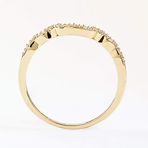 10k Yellow Gold 1/20 CT TDW Diamond Wedding Band Love Gift for Women by DZON(I-J,I2)