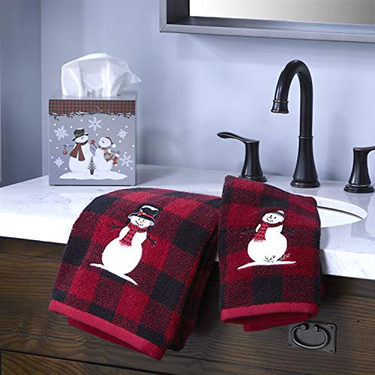 SKL Home Woodland Winter, Hand Towel Set, Red