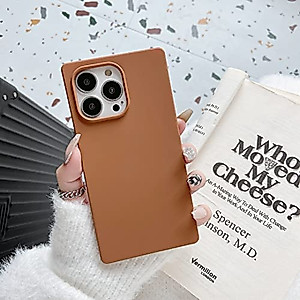 Jmltech Square Edge Case, for iPhone 14 Pro Max Case Silicone Protective Slim Thin Shockproof Flexible Women Men Cute Phone Cases for iPhone 14 Pro Max Brown