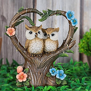 Ann Bully Solar Garden Statues, Resin Owl Garden Figurine with Solar LED Lights and Welcome Sign, Floor Mount Outdoor Garden Sculptures & Statues for Yard Patio Lawn Outdoor Decoration