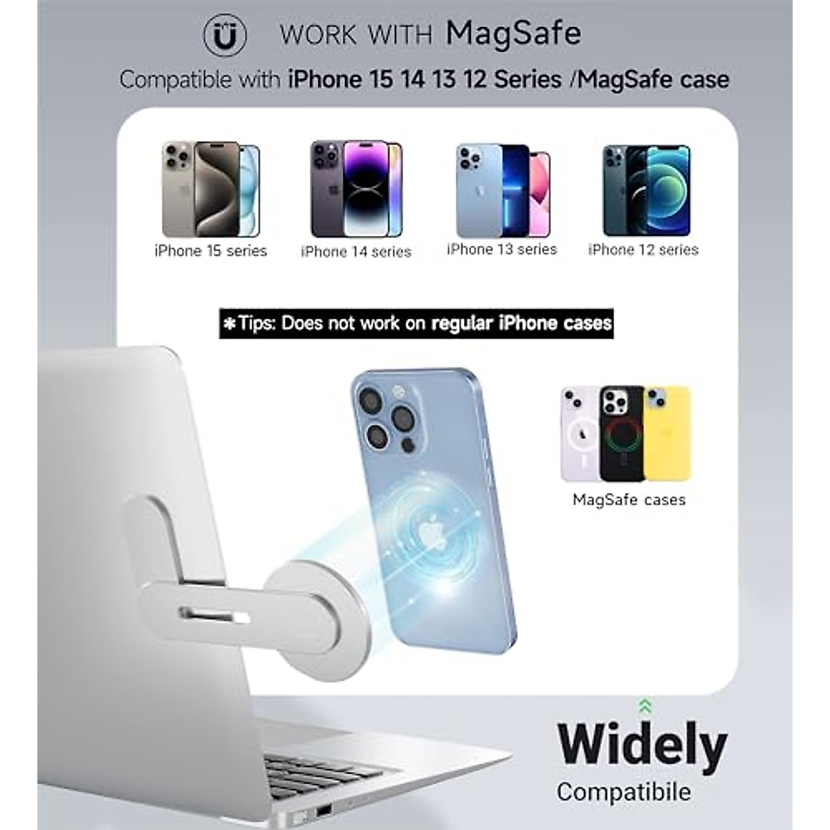 Doter MagSafe Accessories are Compatible with iPhone 14/iPhone 13/iPhone 12 Series, Universal Laptop Accessories in Order for Dual-Screen Interaction, Laptop Phone Holder for All Cell Phones