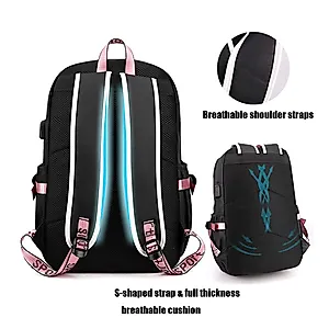 通用 BTS Backpack, Kpop Casual Backpack Black Laptop Backpack, Suitable For Students 11.8 in * 8.26 in * 17.3 in