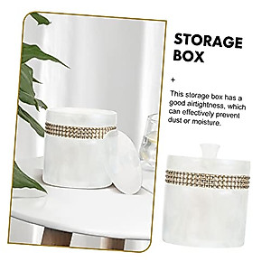 Cabilock Resin Swab Box Toothpick Dispenser Makeup Storage Organizer Box Candy Dishes Decorative 2pcs Cotton Swabs Rhinestone Snack Jars Candy Storage Container Cotton Pad Container White