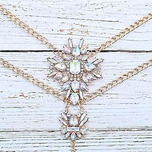 Zoestar Gorgeous Crystal Body Chains Sexy Bikini Necklace Waist Chain Jewelry for Women (Colorful)