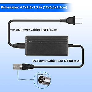 BXIZXD 24V 2A 3-Pin XLR Scooter Battery Charger for Wheelchairs, Jazzy Power Chair, Go-Go Elite Traveller SC40E/SC44E, Ezip 400/500, Mountain Trailz, Mongoose M150, Schwinn S300, Volpam SP06 Scooters