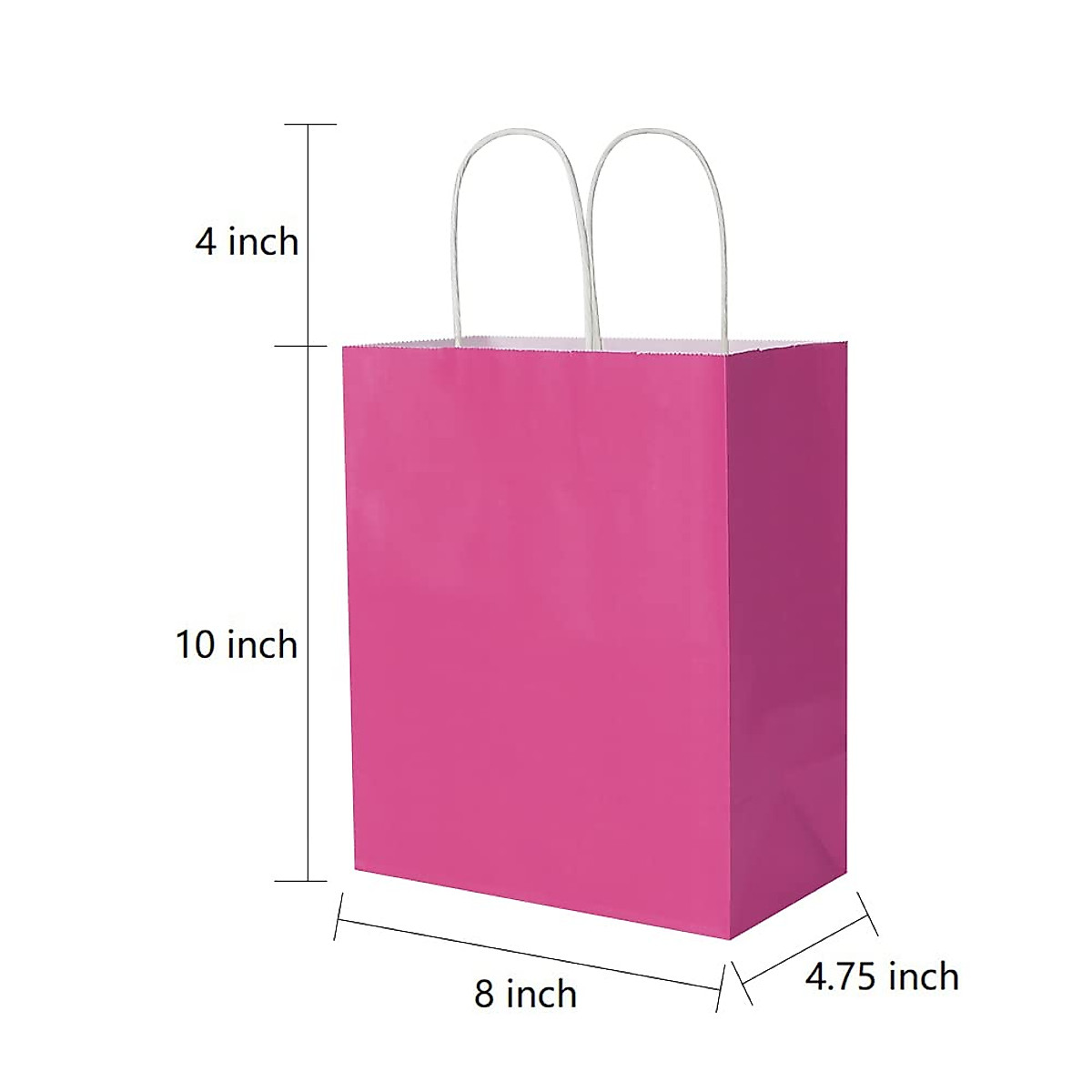 Each 100 Pack Medium Fuchsia & Yellow Kraft Paper Gift Bags with Handles Bulk