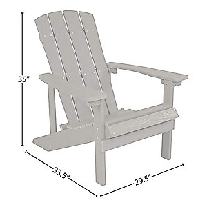 Flash Furniture Charlestown Poly Resin Adirondack Chair - Gray - All Weather - Indoor/Outdoor