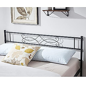 VECELO 14" Full Size Metal Platform Bed Frame with Headboard,Premium Steel Slat Support No Box Spring Needed,Noise-Free Anti-Slip,Easy Assembly