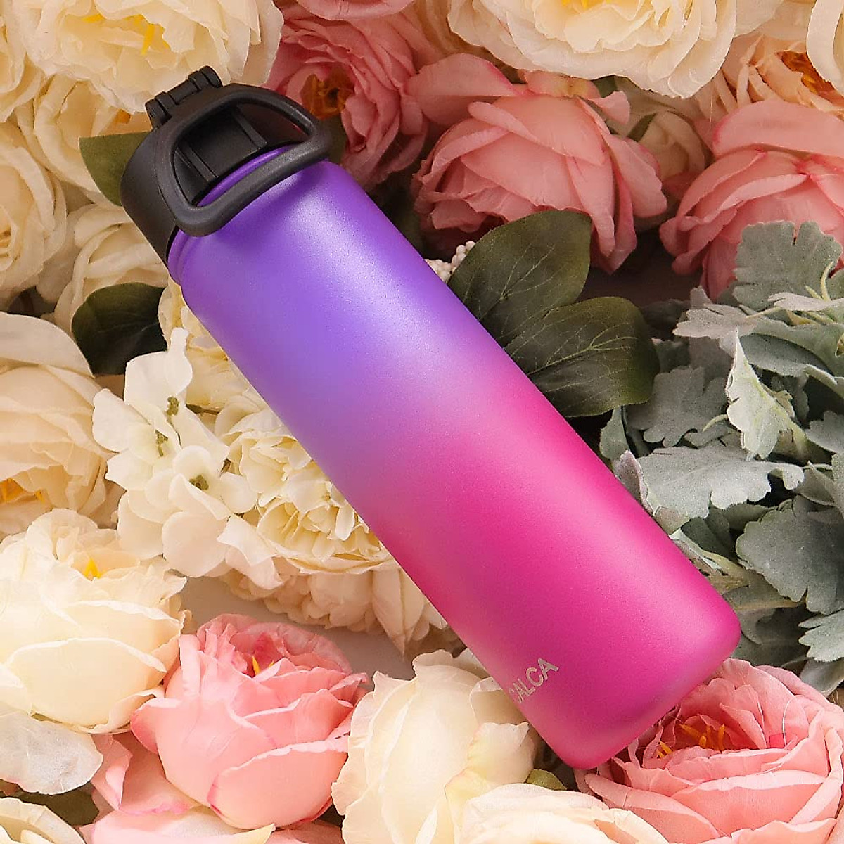 MELDIKISO 22oz Stainless Steel Gradient Water Bottle with Wide Mouth Lid, Portable Drinking Cup, Double Wall Vacuum Insulated