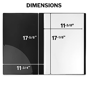 Dunwell 11x17 Binder with Sleeves - (Black), Art Portfolio Folder 11 x 17, Large Folder with Clear Sheet Protectors, 24-Pocket Displays 48 Pages 17x11 Posters, Kids Artwork Organizer, Archival Quality
