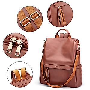 Oyifan Womens Leather Backpack Purse Bookbag Purse Anti-theft Travel Backpack Convertible Handbag