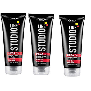 L’Oréal Paris Studio Line Head Lock Mega Hard Hold Gel 6.8 oz (Pack of 3)