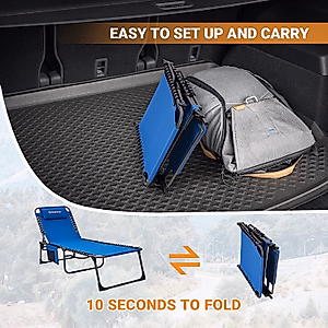 KingCamp Chaise Lounge Outdoor 5-Position Adjustable Patio Lounge Chair,Folding Tanning Chair for Lawn,Beach,Pool,Heavy-Duty Camping Reclining Chair