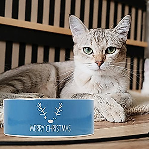 Ceramic Dog Bowls Christmas Pet Food Bowl Cat Feeder Bowl Pet Food Water Feeder for Dog Cat Puppy Kitten ( Color : Blue )