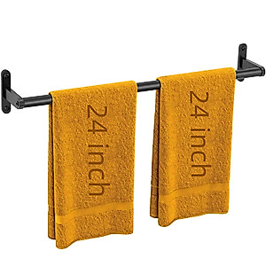 24 Inch Matte Black Towel Bar & 30 Inch Tall Towel Racks for Bathroom Wall Mounted, Bathroom Towel Storage Holder Organizer for Rolled Folded Towels (Black)