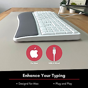 Macally Wired Ergonomic Keyboard for Mac - Comfortable Split Keyboard Mac, Compatible Apple Keyboard with Numeric Keypad - Ergo Keyboard for Mac MacBook Pro/Air iMac