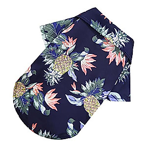 Pet Summer T Shirts Hawaii Style Floral Dog Shirt Hawaiian Printed Pet T Shirts Breathable Cool Clothes Beach Seaside Puppy Shirt Dog Sweaters for Small Dogs Boy Under 10