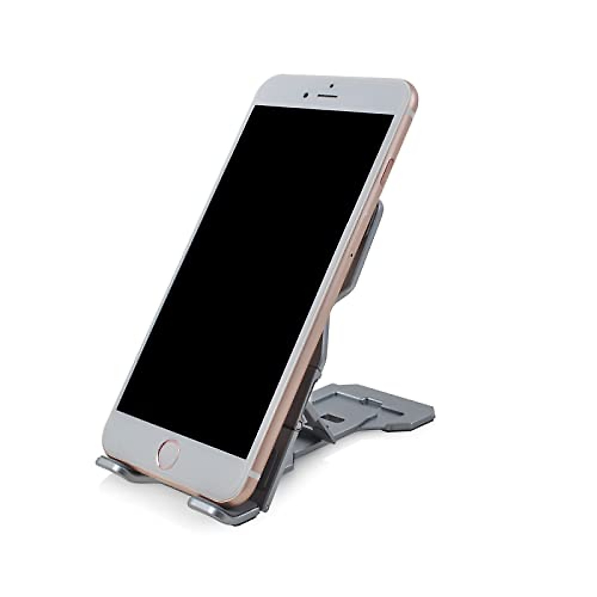 QiBok Aluminum Alloy Foldable Phone Stand, Portable Cell Phone Stand for Desk and Adjustable Height, Cell Phone Holder Cradle Dock Compatible Most of Phone