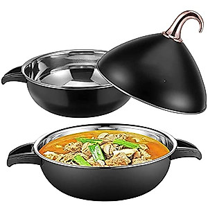 Moroccan Tagine Cooking Pot, Stainless Steel Non-Stick Slow Cooker, Healthy Durable Casserole, for Kitchen Cooking